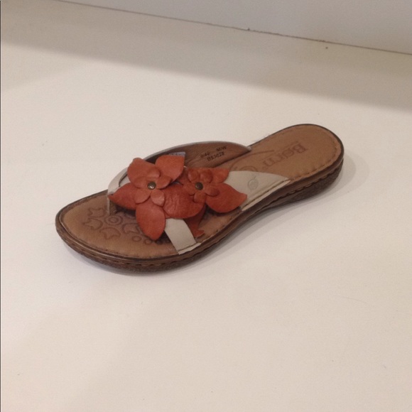 Born | Shoes | Born Off White With Tan Flowers Thong Style Sandal ...